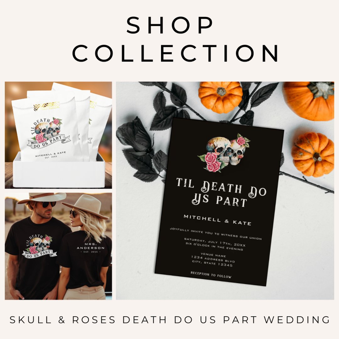 Til Death Do Us Part Skulls & Roses White Wedding Favor Bag | Zazzle