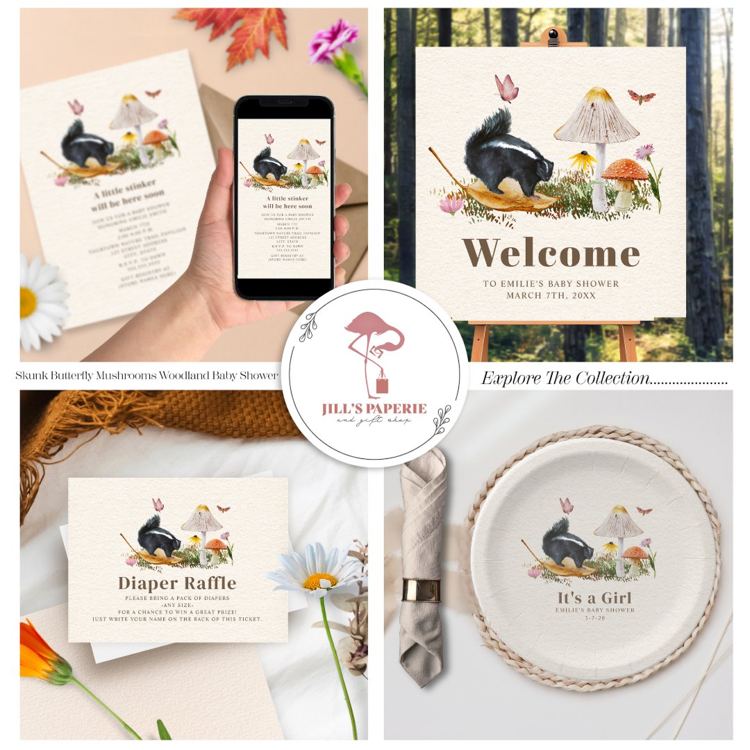 Little Stinker Floral Woodland Skunk Baby Shower Invitation | Zazzle