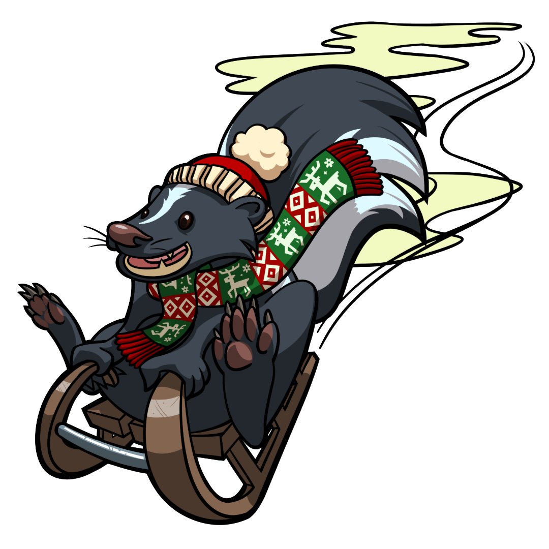 Skunk On A Sled Smelly Christmas Sledging Cartoon Holiday Postcard | Zazzle