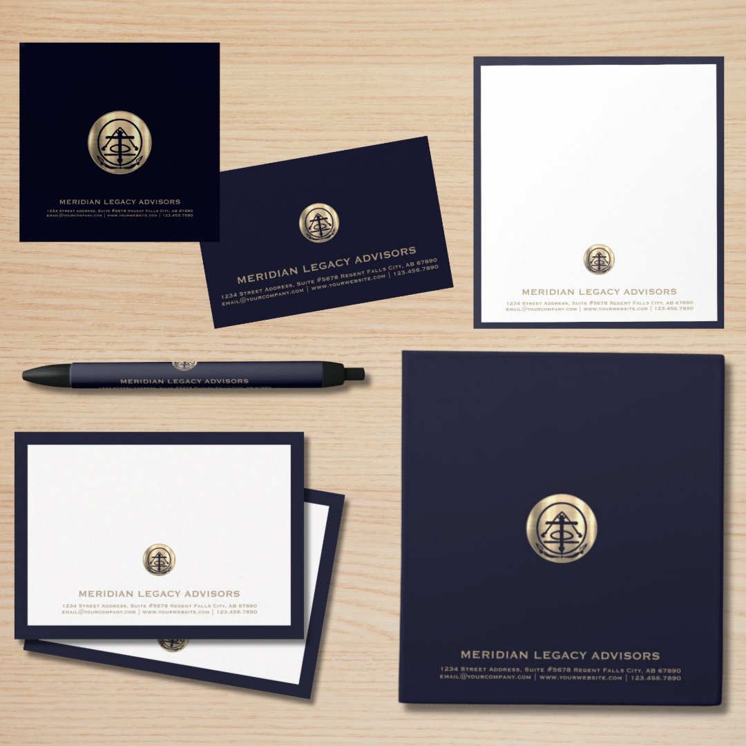 Professional Custom Gold Logo Business Note Card | Zazzle