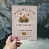 Cute Smores Camping Rustic 1st Birthday Invitation | Zazzle
