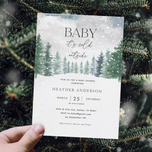 Rustic Snow Christmas Tree Christmas Party Invitation | Zazzle