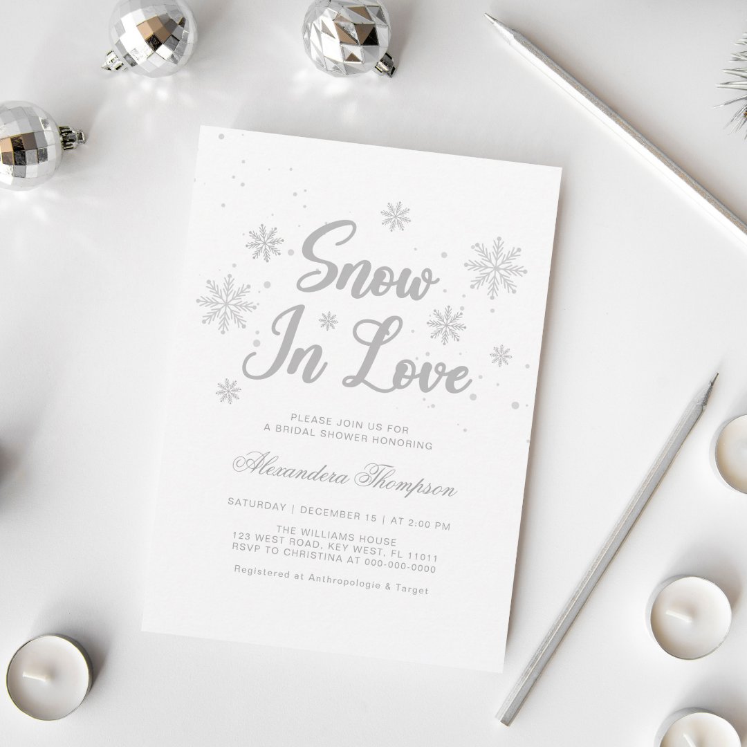 Snow In Love Winter Bridal Shower Invitation | Zazzle