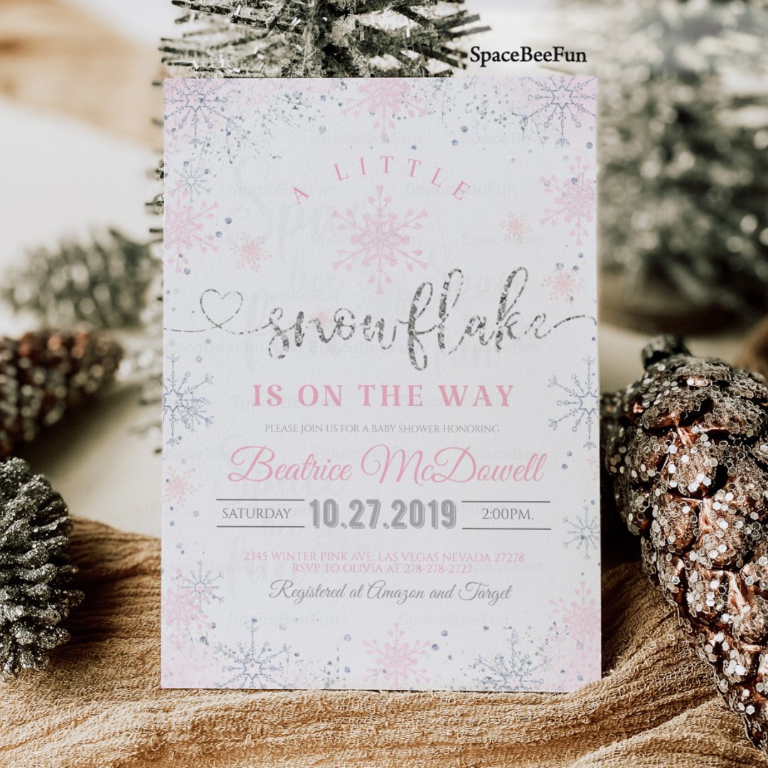 Snowflake Baby Shower Invitation Theme A little | Zazzle
