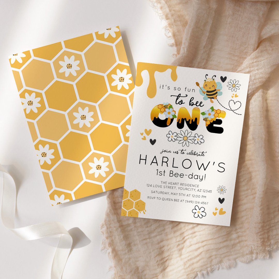 So fun to Bee One Bumble Bee 1st Birthday Invitation | Zazzle