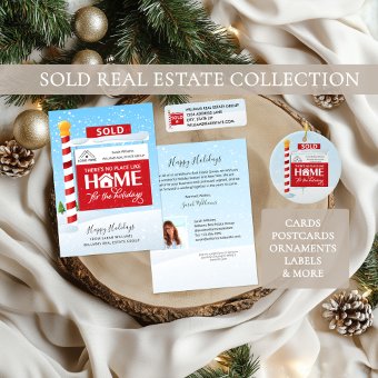 Sold Sign Photo Real Estate Christmas Holiday Postcard | Zazzle