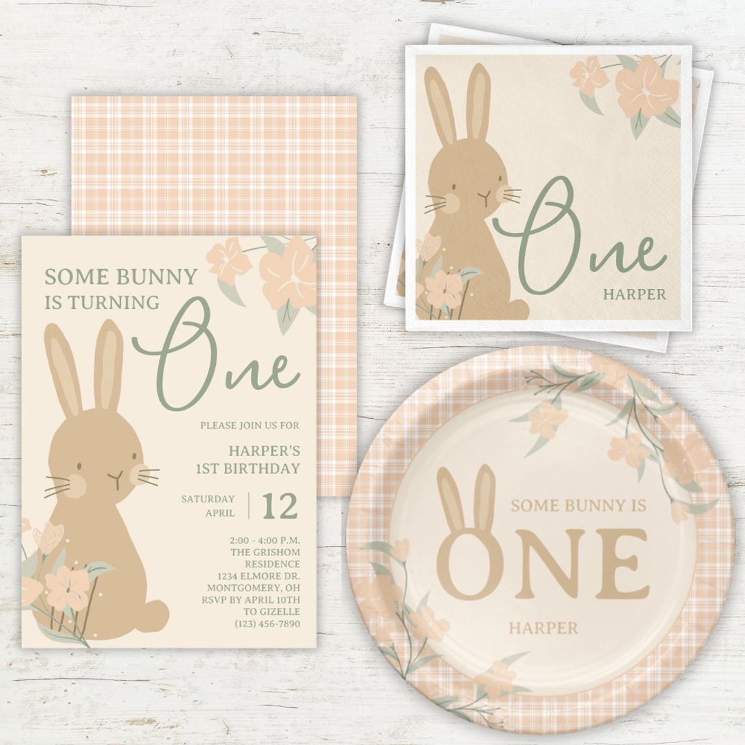 Some Bunny is Turning One Girl's 1st Birthday Invitation | Zazzle