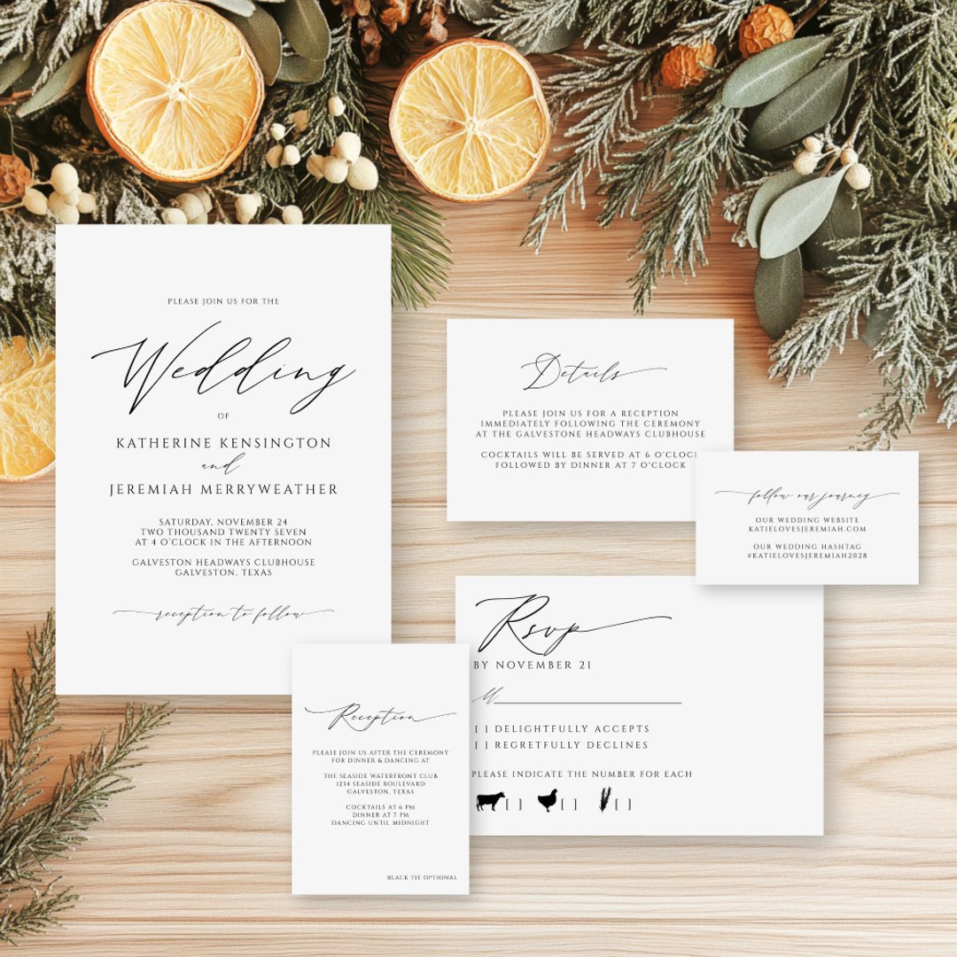 Modern Elegant Minimalist Script Wedding Invitation | Zazzle