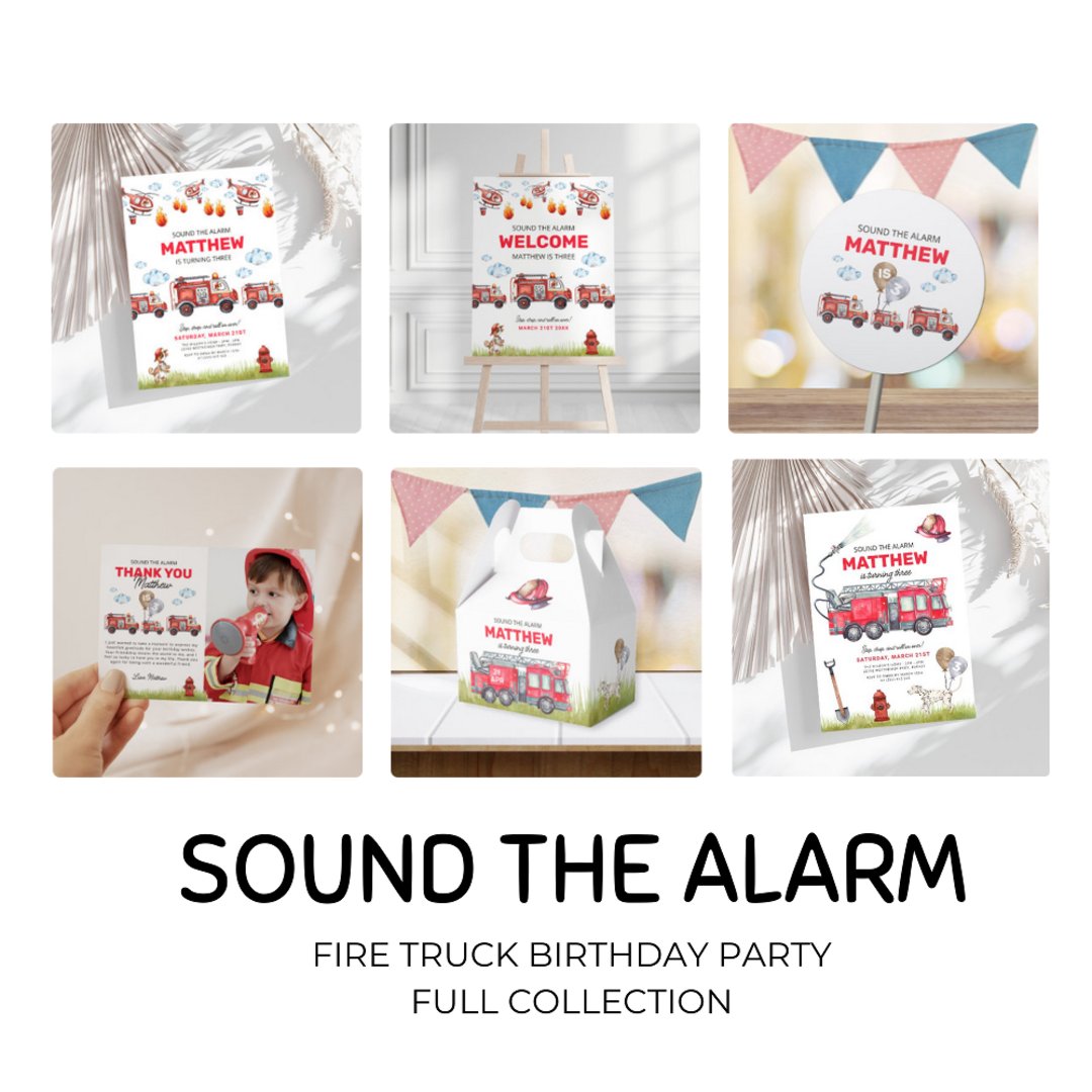 Sound the Alarm Fire Truck Birthday Invitation | Zazzle