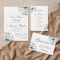 Spanish Blue floral Wedding Invitation | Zazzle