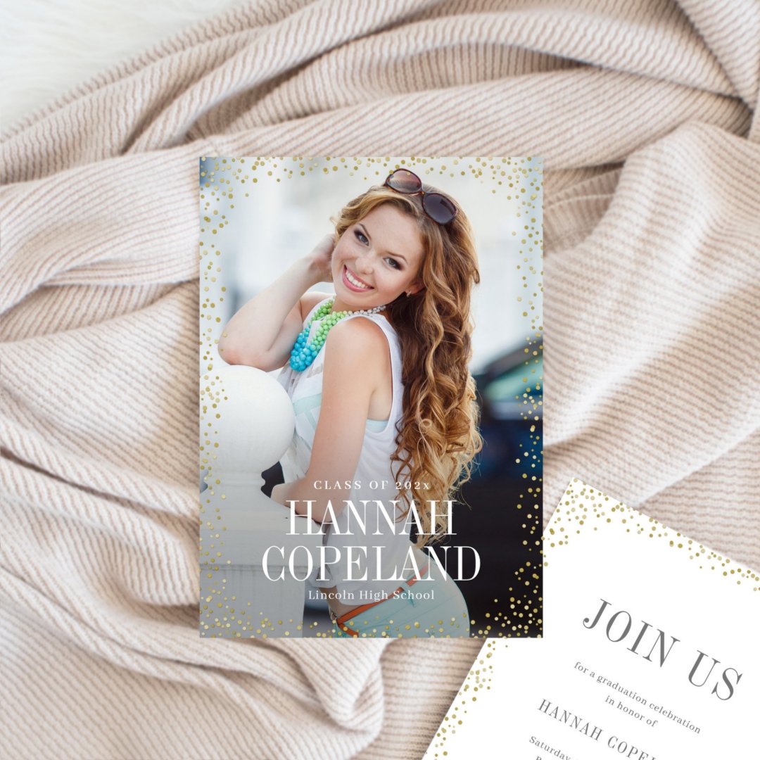 Sparkle Delight Graduation Announcement Postcard | Zazzle