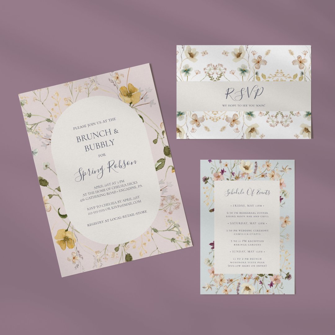 Spring Wildflower | White Square Wedding Invitation | Zazzle