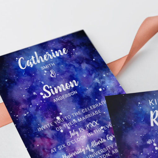 Watercolor Galaxy Welcome Wedding Hand Lettering Poster | Zazzle