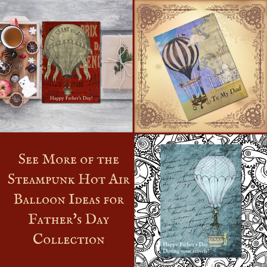Victorian Steampunk Collage of Hot Air Balloons Poster | Zazzle