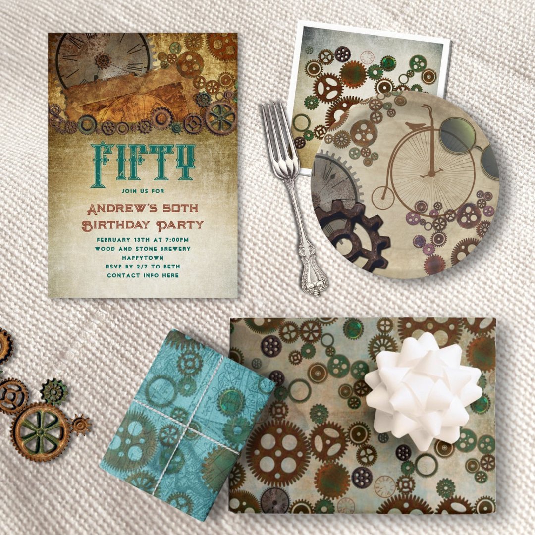 Steampunk Vintage Map Gears Tissue Paper | Zazzle