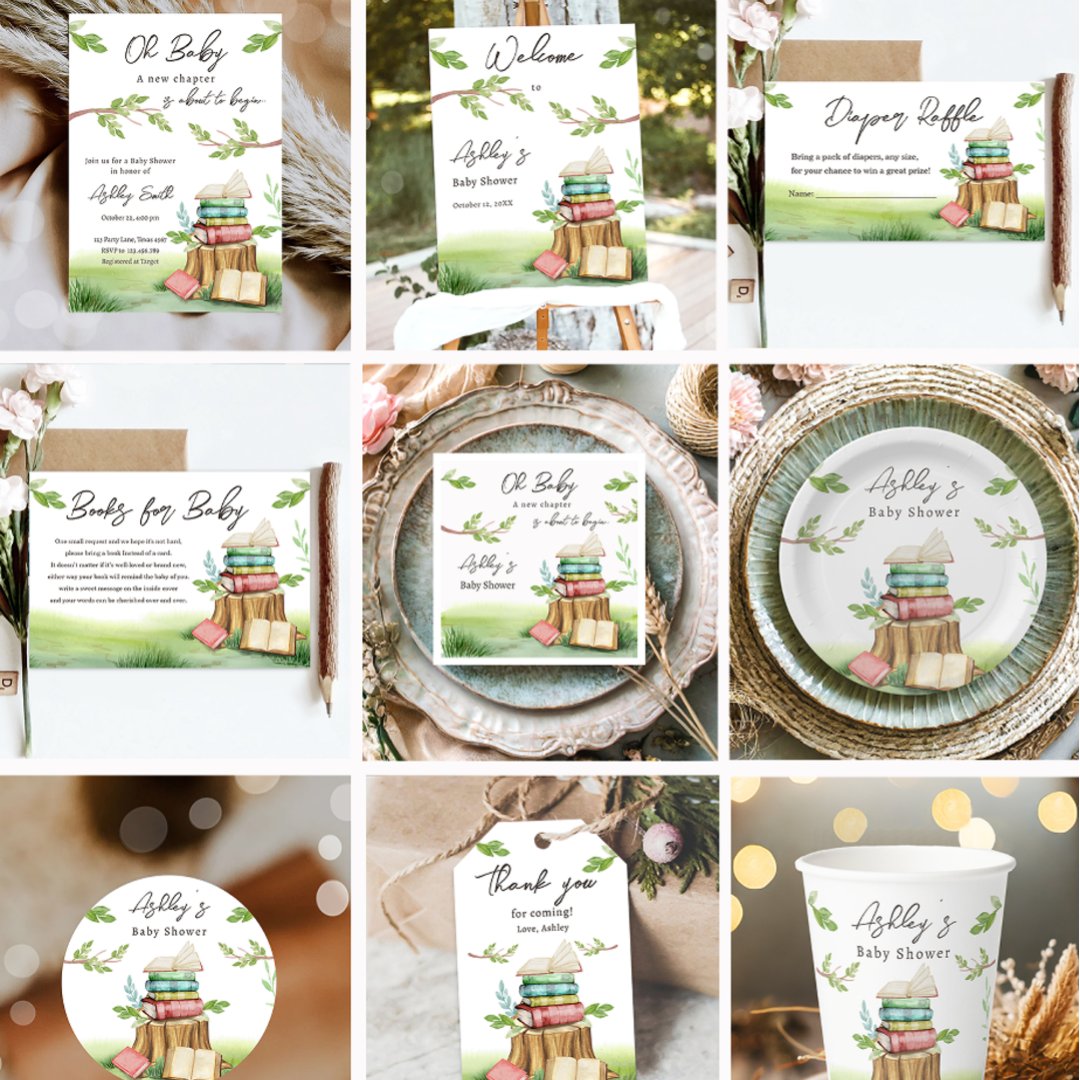 Storybook New Chapter Book Books Baby Shower Invitation | Zazzle