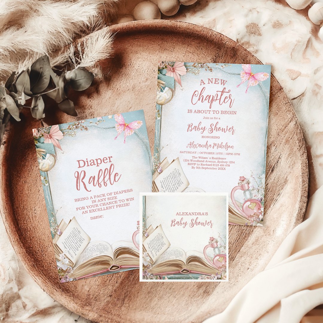 Storybook New Chapter Baby Shower Invitation | Zazzle