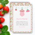 Strawberry Baby Outfit With Pattern Baby Shower Invitation | Zazzle
