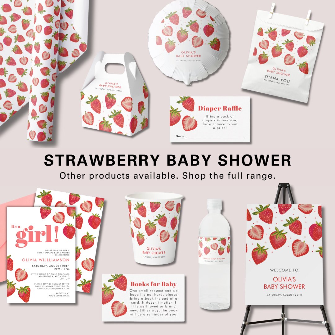 Strawberry Baby Shower Diaper Raffle Enclosure Card | Zazzle