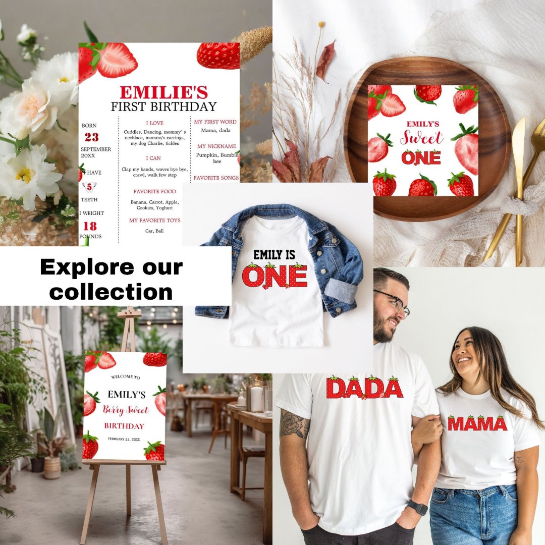 Strawberry Berry Girl First Birthday| Berry Sweet Invitation | Zazzle