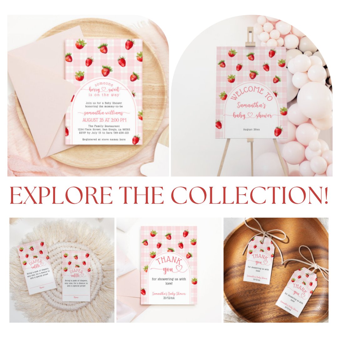 Strawberry Rustic Baby Girl Shower Diaper Raffle Poster | Zazzle