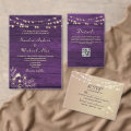 Purple Rustic String Lights Wedding Program | Zazzle