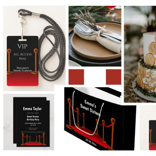 Stylish Red Carpet Hollywood Sweet 16 Birthday Menu | Zazzle