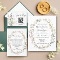 elegant modern qr code watercolor wildflowers save the date | Zazzle