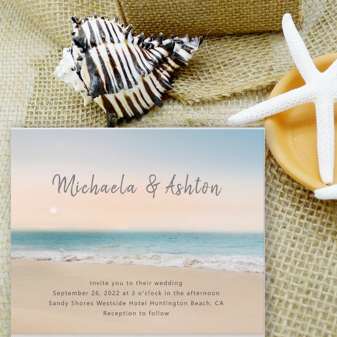 Modern Simple Beach Wedding Invitation | Zazzle