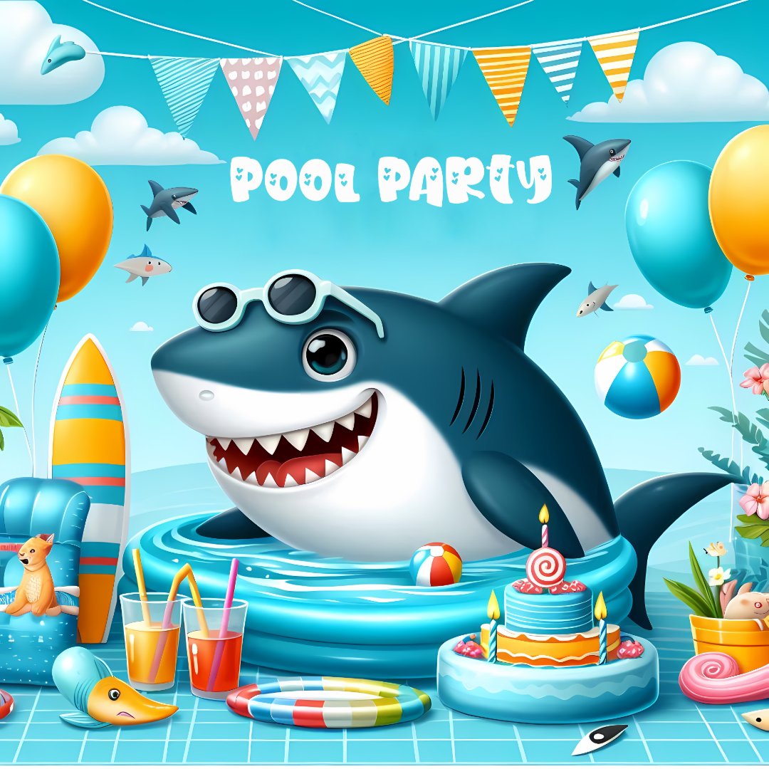 Fun Pool Party Baby Shower with Cute Summer Icons Announcement | Zazzle