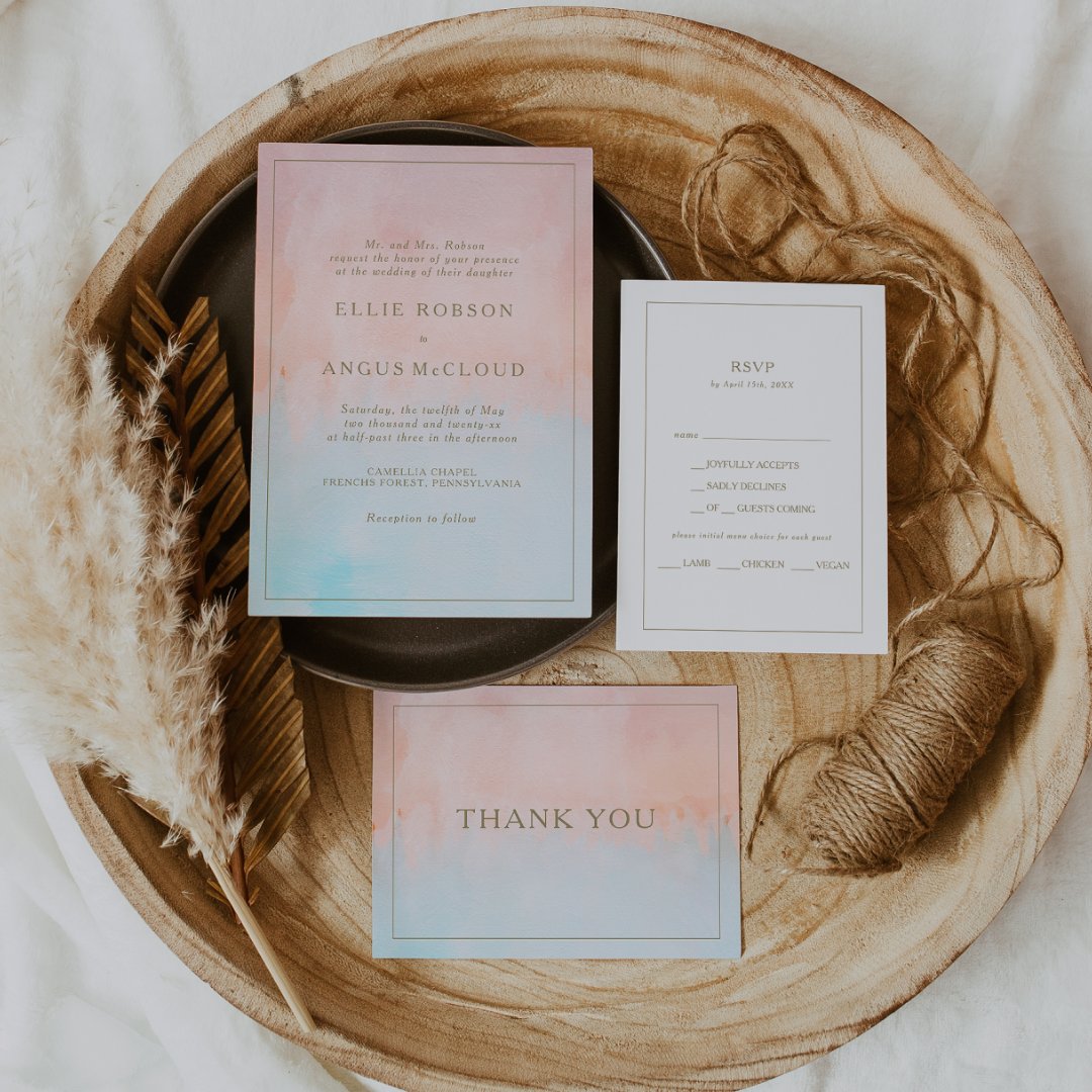 Summer Sunset Watercolor Wedding Invitation | Zazzle