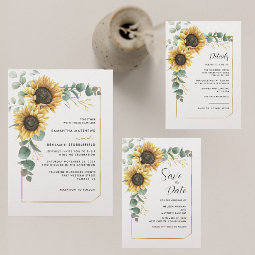 Sunflower Eucalyptus Floral Script Wedding Favor Can Cooler | Zazzle