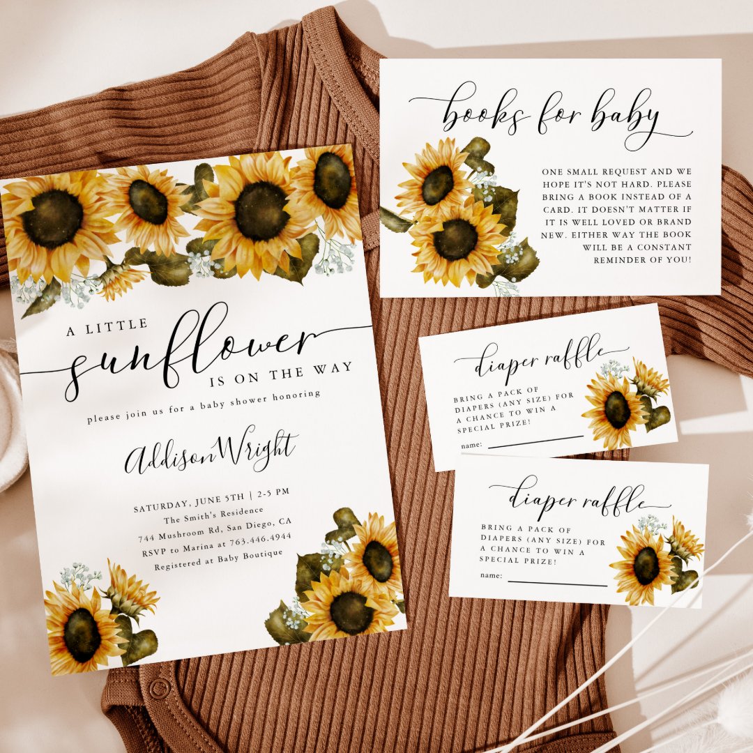 Little Sunflower Baby Shower Invitation | Zazzle