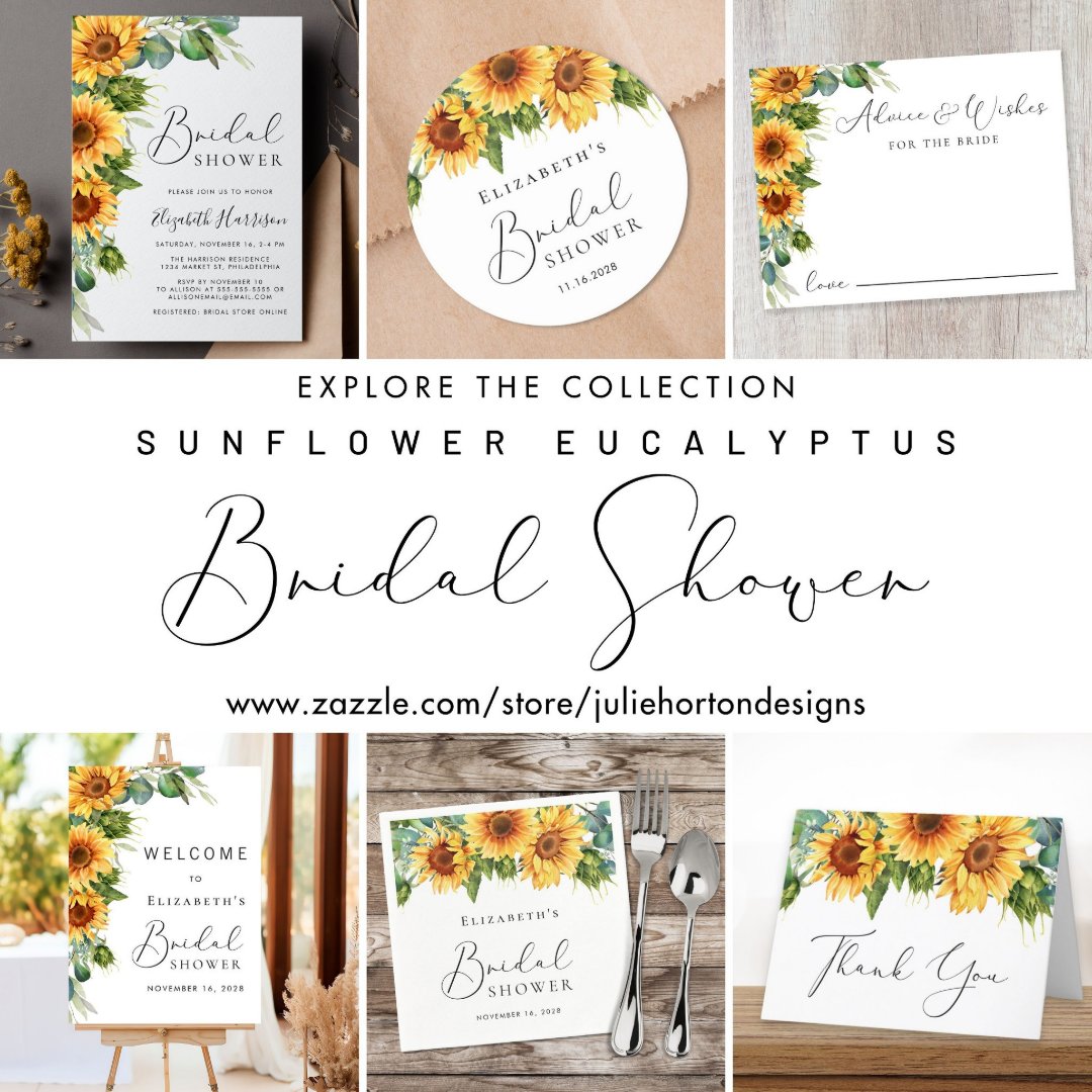 Rustic Sunflower Eucalyptus Bridal Shower Invitation | Zazzle