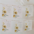Watercolor Floral Sunflower Wedding Table Cards | Zazzle