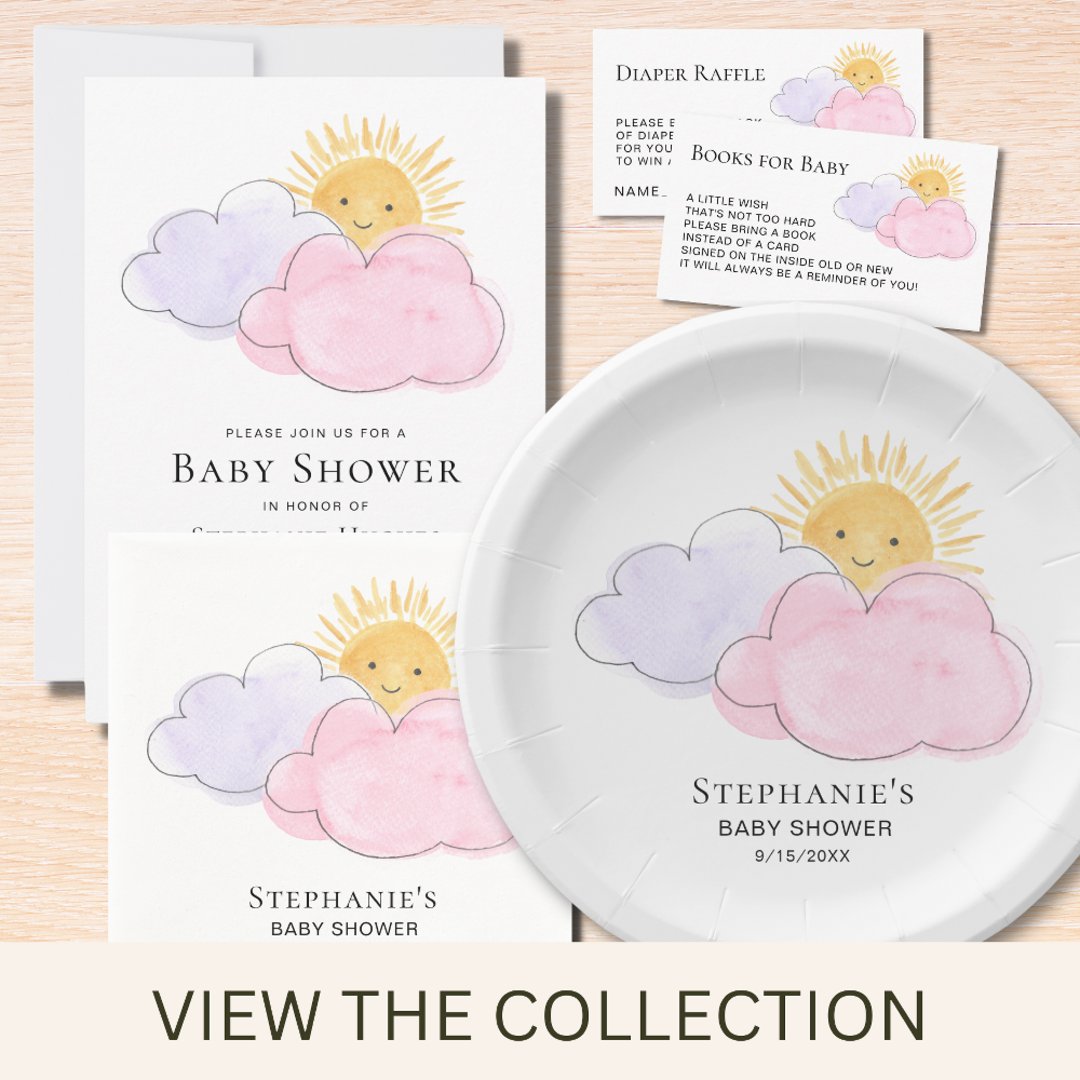 Budget Clouds Girls Baby Shower Invitation | Zazzle