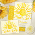 Here comes the son yellow sun whimsy baby shower balloon | Zazzle