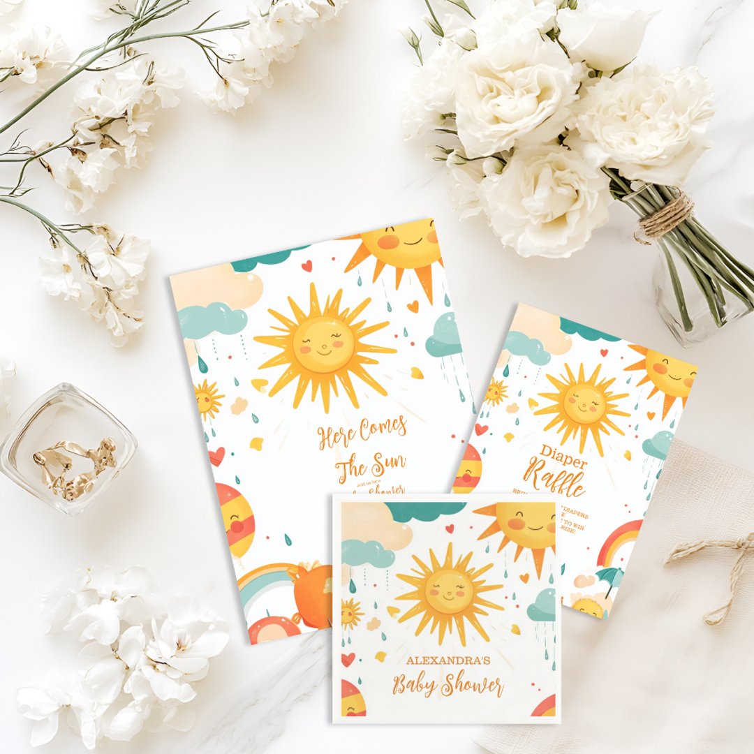 Sunshine Boho Sun Gender-Neutral Baby Shower Invitation | Zazzle