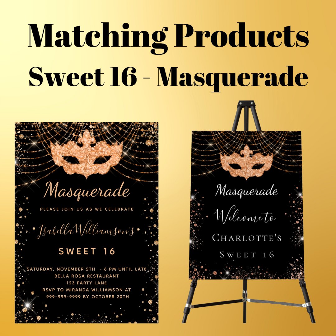 Masquerade party black gold save the date magnet | Zazzle
