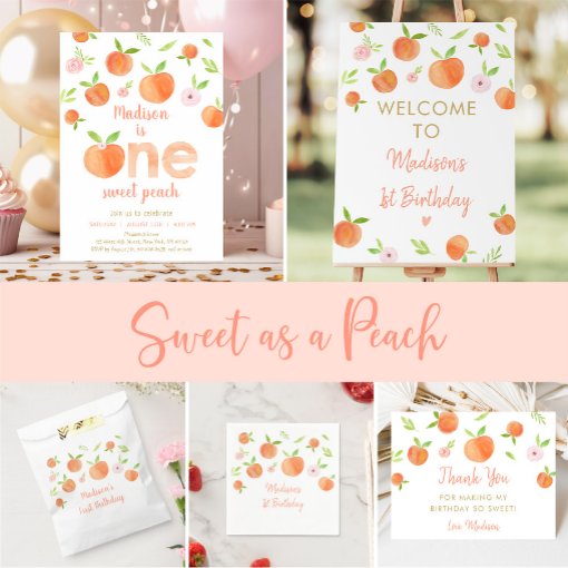 One Sweet Peach 1st Birthday Invitation | Zazzle