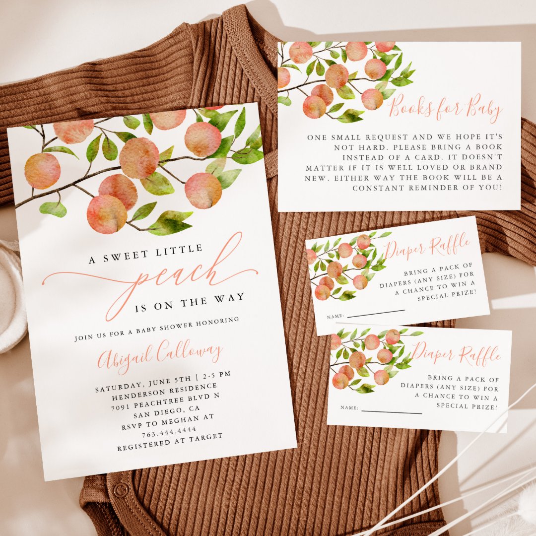 Rustic Peach Baby Shower Diaper Raffle Ticket Enclosure Card | Zazzle