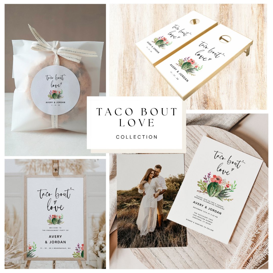 Taco Bout Love Watercolor Engagement Party Welcome Foam Board | Zazzle