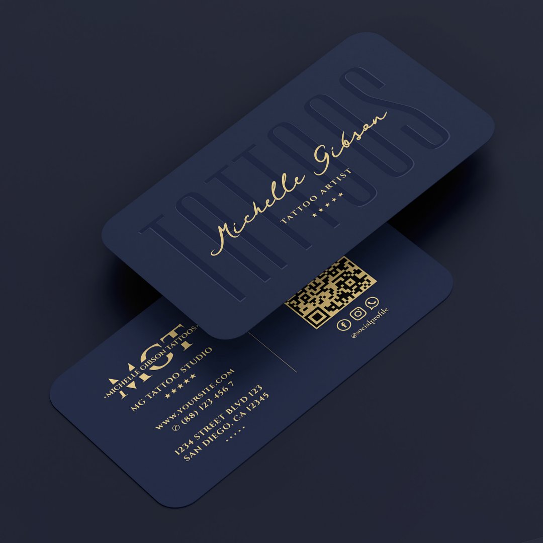 Modern Tattooist Tattoo Artist Monogram Black Business Card | Zazzle