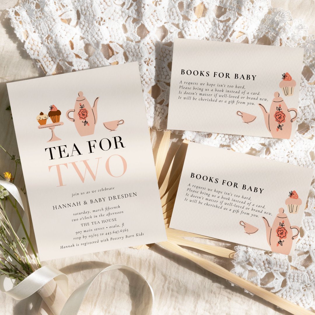 Tea for Two | Teal Tea Party Baby Shower Invitation | Zazzle