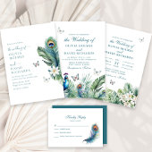 Elegant Butterflies Peacock Feather Wedding Invite | Zazzle