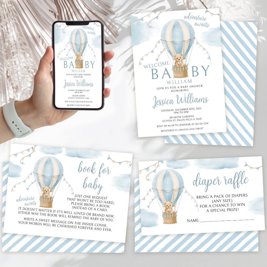 Mommy or Daddy Air balloon bear baby shower games | Zazzle