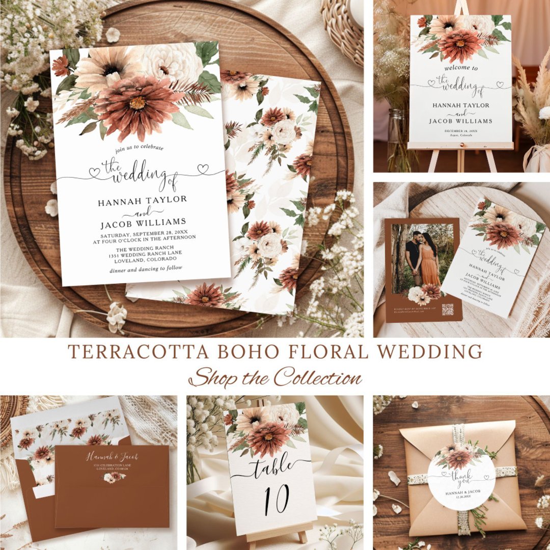 Rustic Boho Neutral Floral Wedding Invitation | Zazzle
