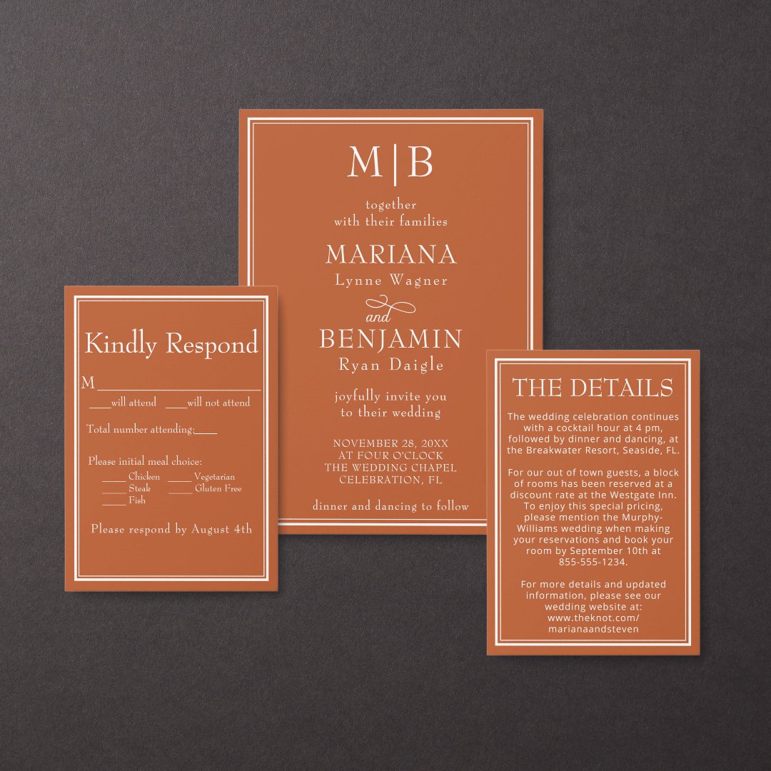 Modern Border Minimalist Terracotta Wedding Program | Zazzle