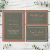 Elegant Stylish Rust Moss Green Autumn Bridal Invitation | Zazzle