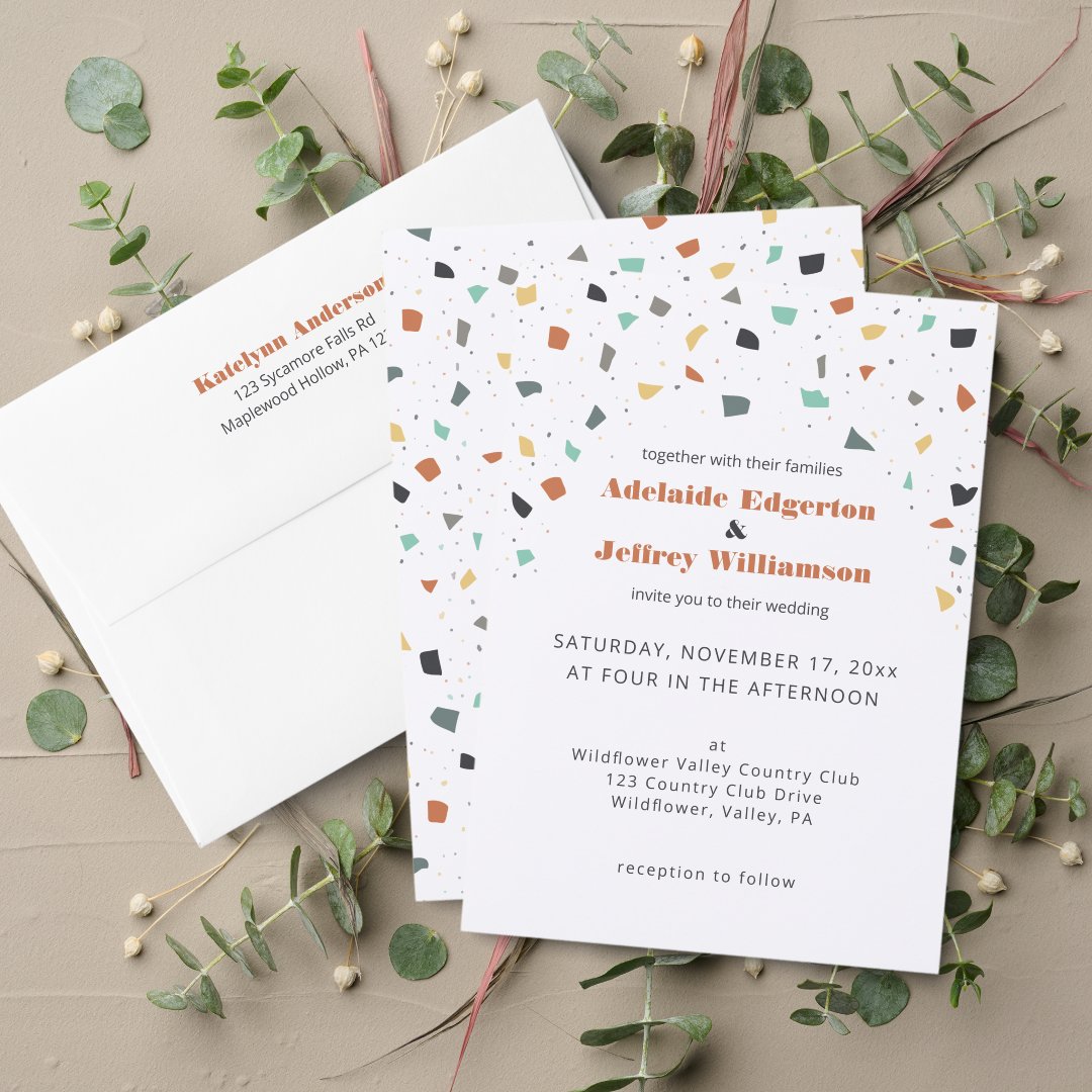 Terrazzo Tile Confetti Modern Wedding Program | Zazzle